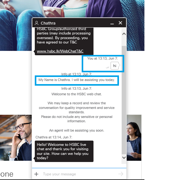 Web Chat Service | Convenient Ways to Bank - HSBC LK